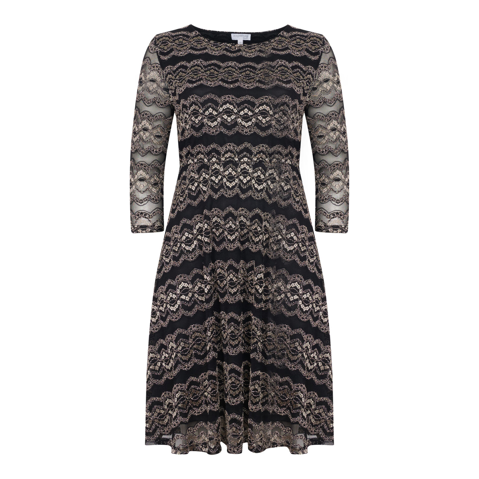 Ladies Lace 3/4 Sleeve Knit Dress - Queenspark